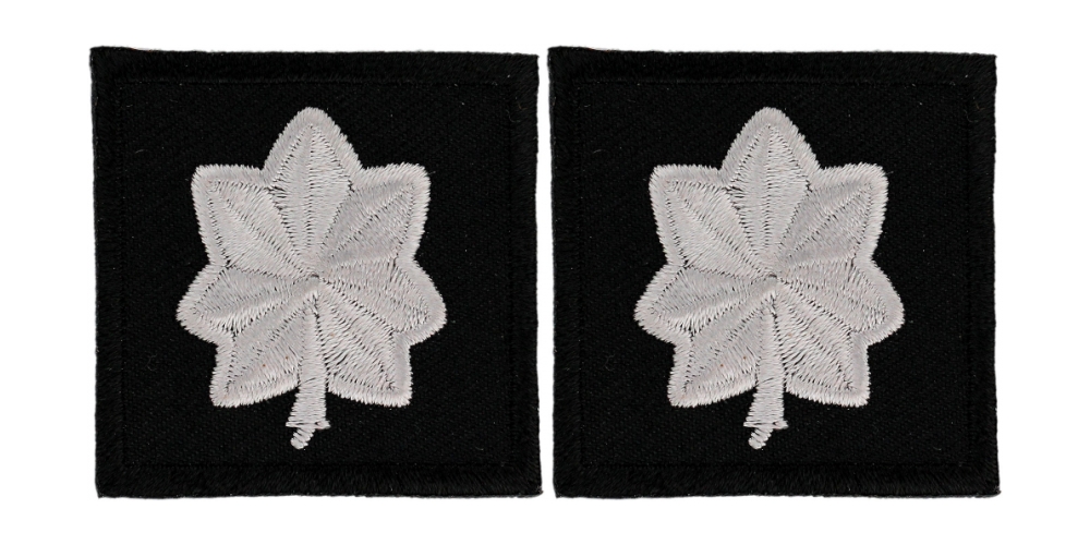 Embroidered Rank Silver on Black Major Patch (Pair) | Flying Tigers Surplus