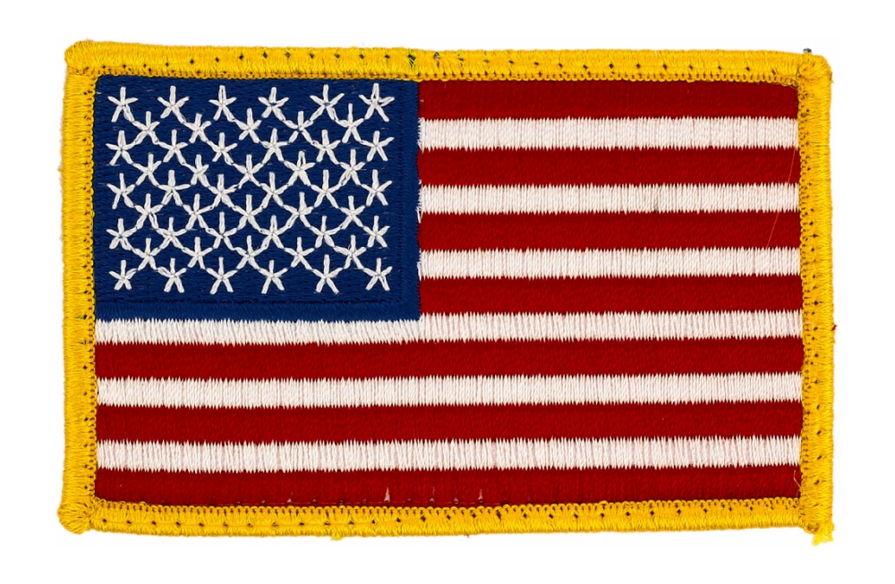 American Flag Gold Border Patch With Hook Backing | Flying Tigers Surplus