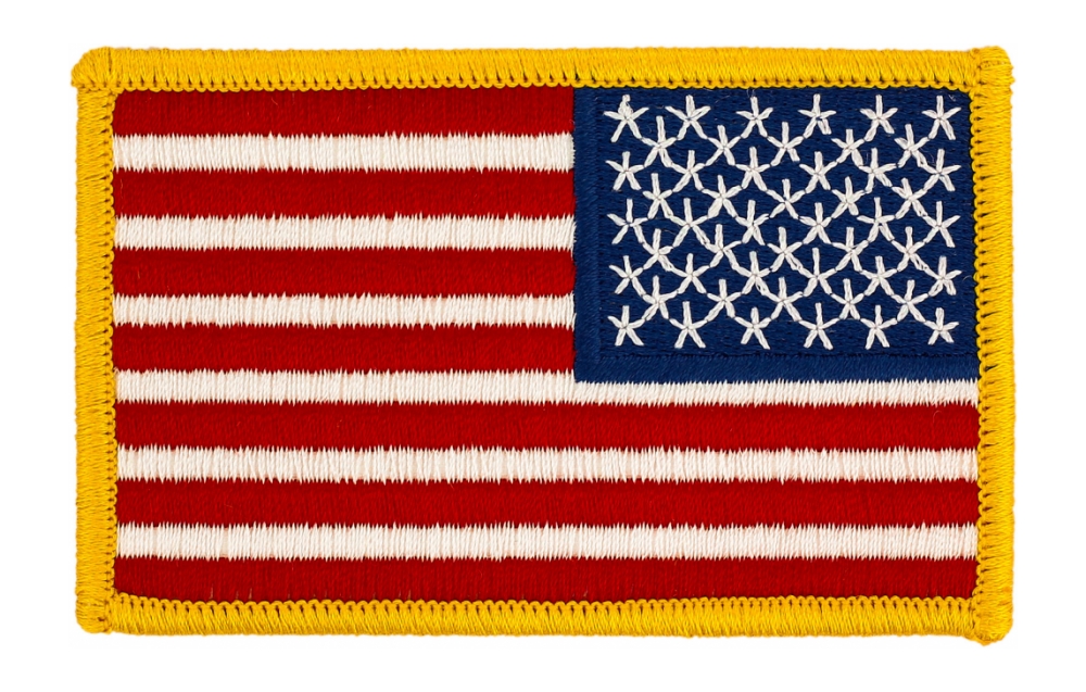 American Flag Gold Border Reversed Patch | Flying Tigers Surplus