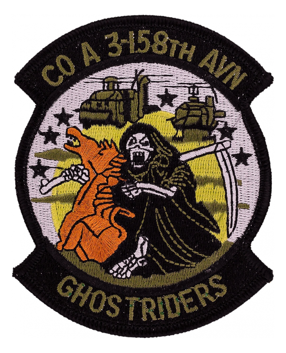 A Company 3 158th Aviation Patch (Ghost Riders) | Flying Tigers Surplus
